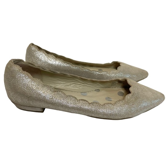 Boden | Shoes | Boden Metallic Pointed Toe Scalloped Ballet Flats Size ...